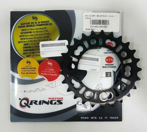 Rotor QX2ring XC2 BCD 74mm x 5 Hole MTB Inner Chainring Black (25T,27T ...