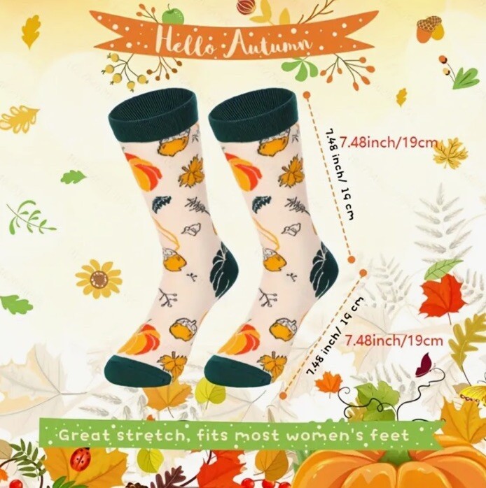 Fall Leaves Pumpkins Fall Thanksgiving Socks Women Cute Socks Novelty ...
