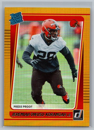 Jeremiah Owusu-Koramoah 2021 Donruss PRESS PROOF PREMIUM #326 Football ...