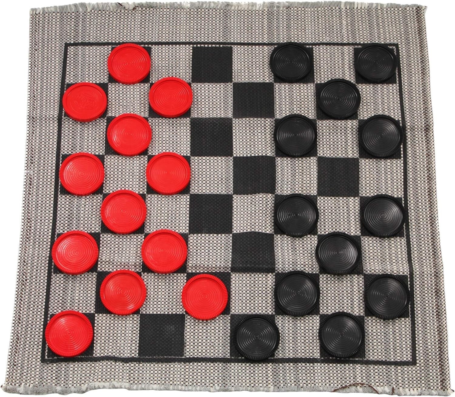 Jumbo Checkers Rug Game, 3in. Size Checkers with Machine Washable ...