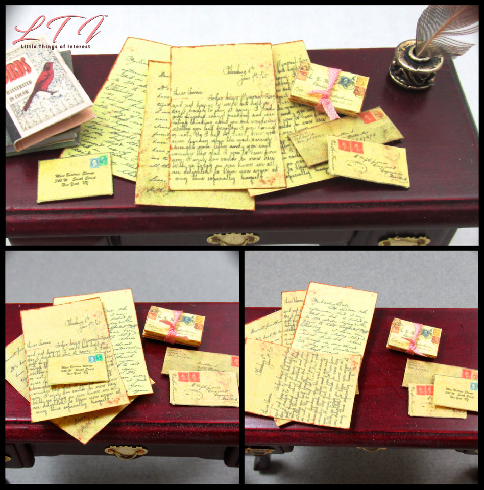 VINTAGE LOVE LETTERS 8 Pc Miniature 1:12 Scale Vintage Victorian Post ...