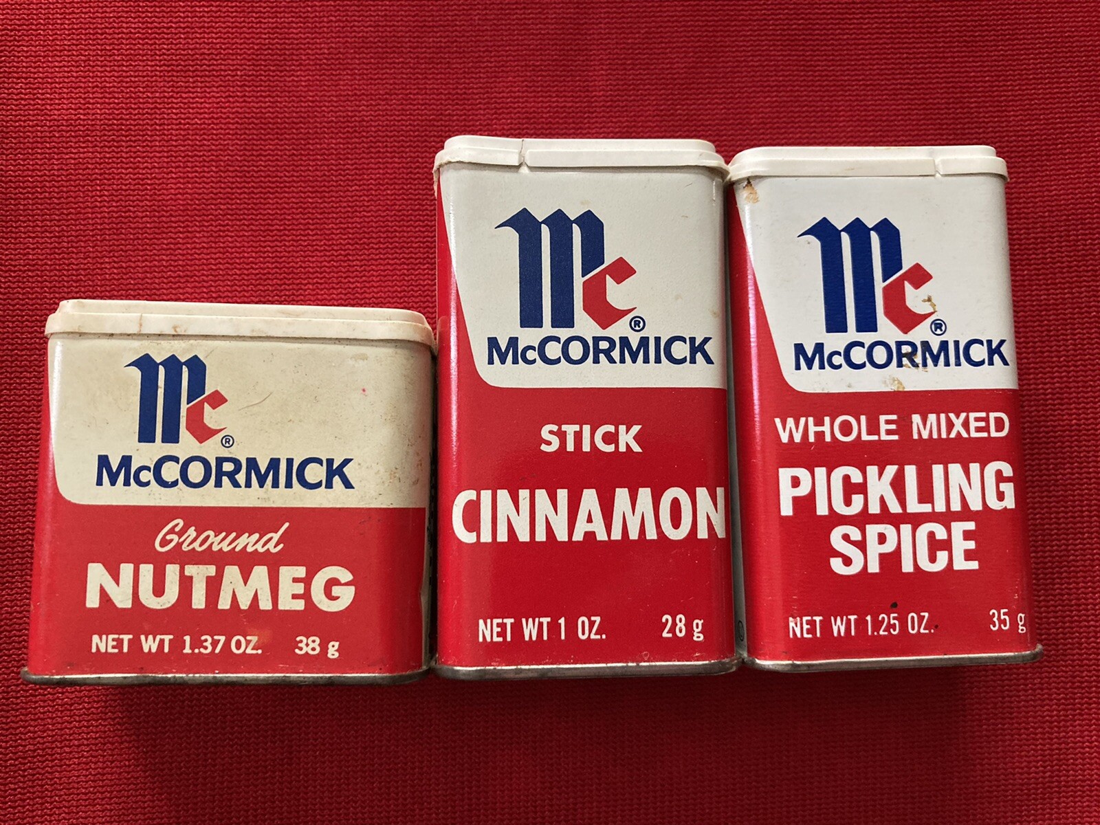 Vintage McCormick Spice Tins Lot Of 3, 1970’s Nutmeg Pickling Cinnamon ...