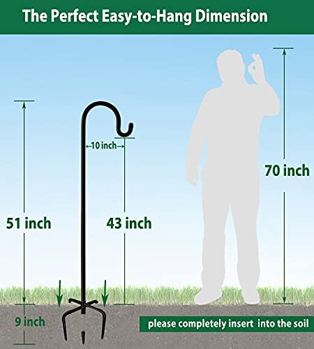 Adjustable Outdoor Shepherd Hook Stand with 5 Prong Base 60 Inches Tall ...
