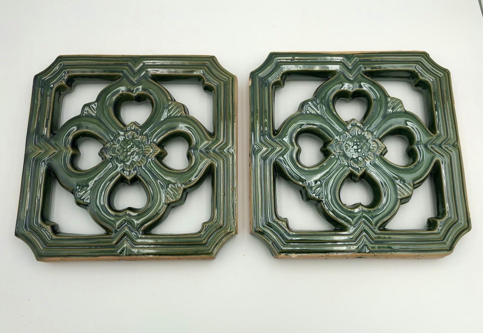 Chinese Jade Ceramic Breezeway Tiki Tile, Set of Two. | eBay