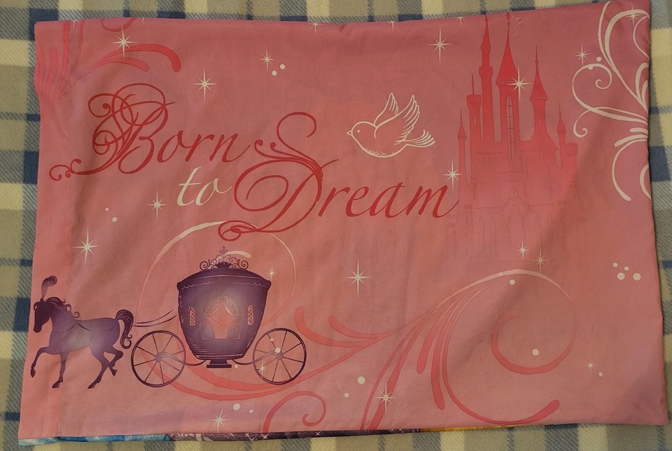 Disney Princess Pillow Case Belle Rapunzel and Cinderella Born To Dream ...