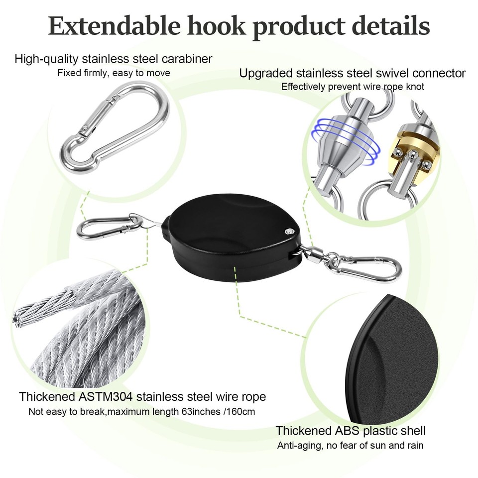 2025Upgraded 3Pcs Heavy Duty Retractable Plant Hanger,Plant Pulleys for ...