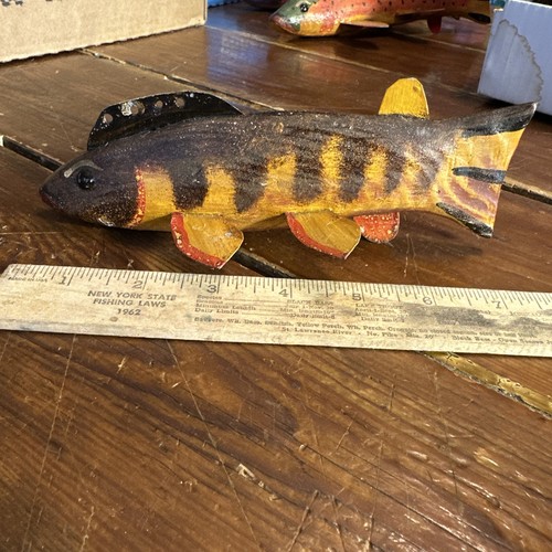 VINTAGE Fishing Carved James STANGLAND ~ FISH SPEARING DECOY Musky ...