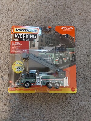 MATCHBOX WORKING RIGS PIERCE VELOCITY AERIAL PLATFORM FIRE TRUCK GREEN ...