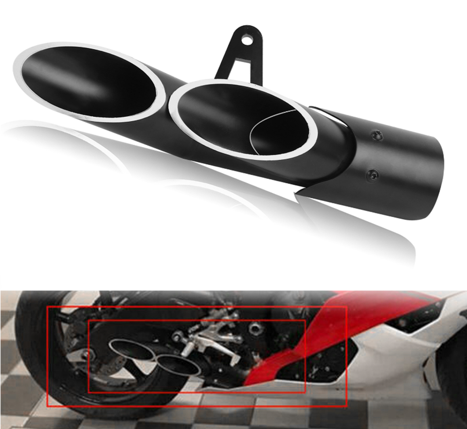 51mm Motorcycle Exhaust Muffler Pipe Dual-outlet Universal Motorbike ...
