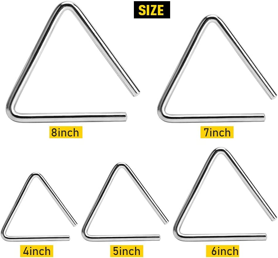 5 Pack Hand Percussion Instrument Triangles with Striker for Music ...