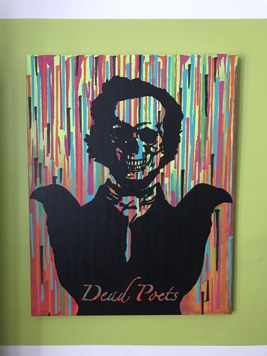 Edgar Allan Poe Skull Pop Art Painting In Acrylic 22x28 Stretched ...