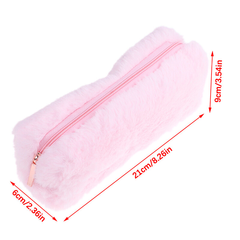 1X Girl Cute Plush Fuzzy Fluffy Pencil Case Makeup Pouch Coin Purse ...