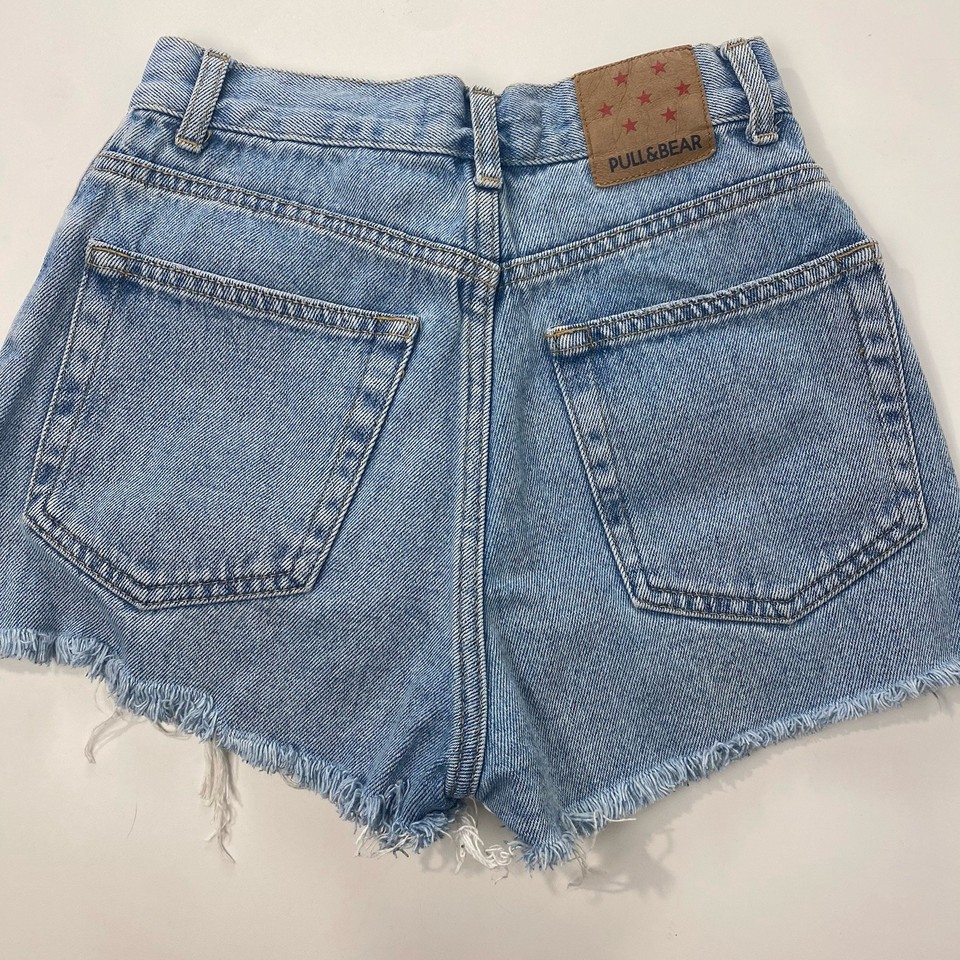 Y2K Pull & Bear Shorts Women's Size XS Blue Denim Light Wash Cutoff Hem ...
