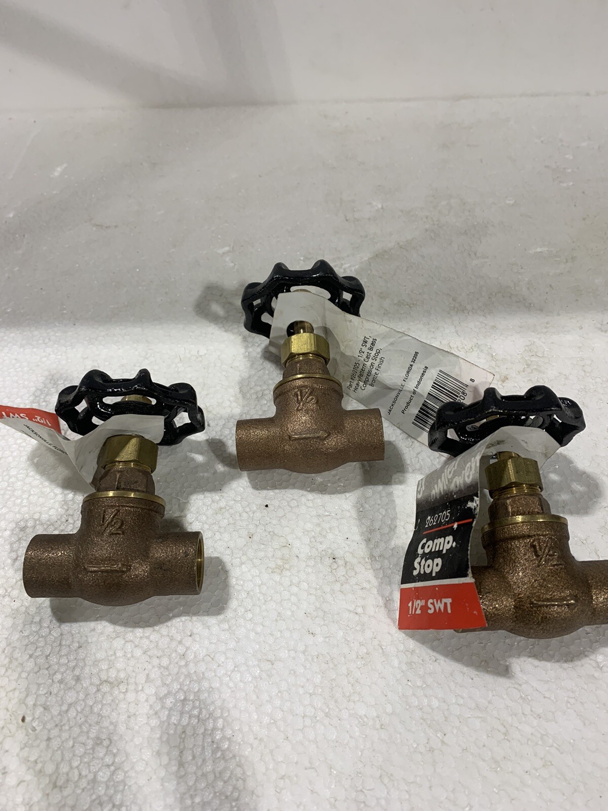 Set Of 3 - 1/2 in. Brass Sweat x Sweat Stop Valve Part No. 262705 | eBay
