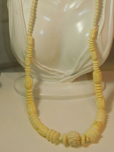 Vintage Carved Bone Pikake Bead Choker & Loose Beads - munimoro.gob.pe