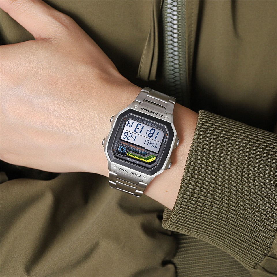 SKMEI Men Digital Watch Square Wristwatch Male Steel Watch Fashion ...