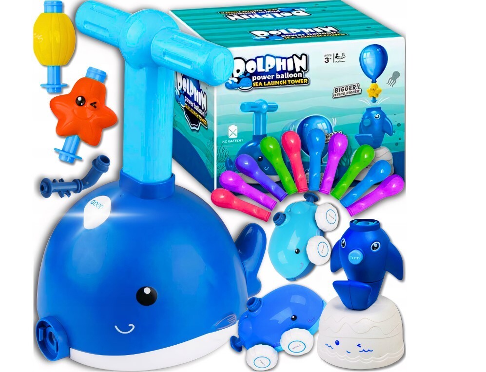 Kids Play Balloon Pomp Dolphin Shape 2 Pumping Valves Interactive Gift ...