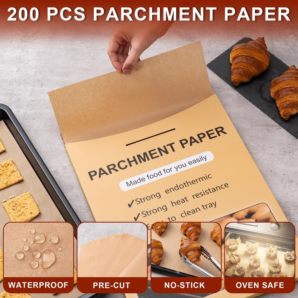 200Pcs Parchment Paper sheets，9x13 Inches Non-Stick Precut Baking ...
