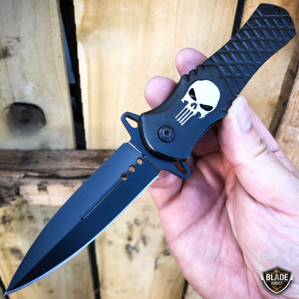 DARK SIDE BLADES Skull Spartan Tactical Spring Assisted OPEN Pocket ...