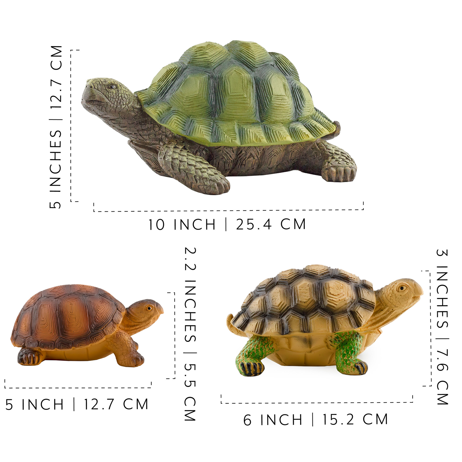 Turtle Garden Statues Set of 3, Lifelike Tortoise Yard Outdoor ...