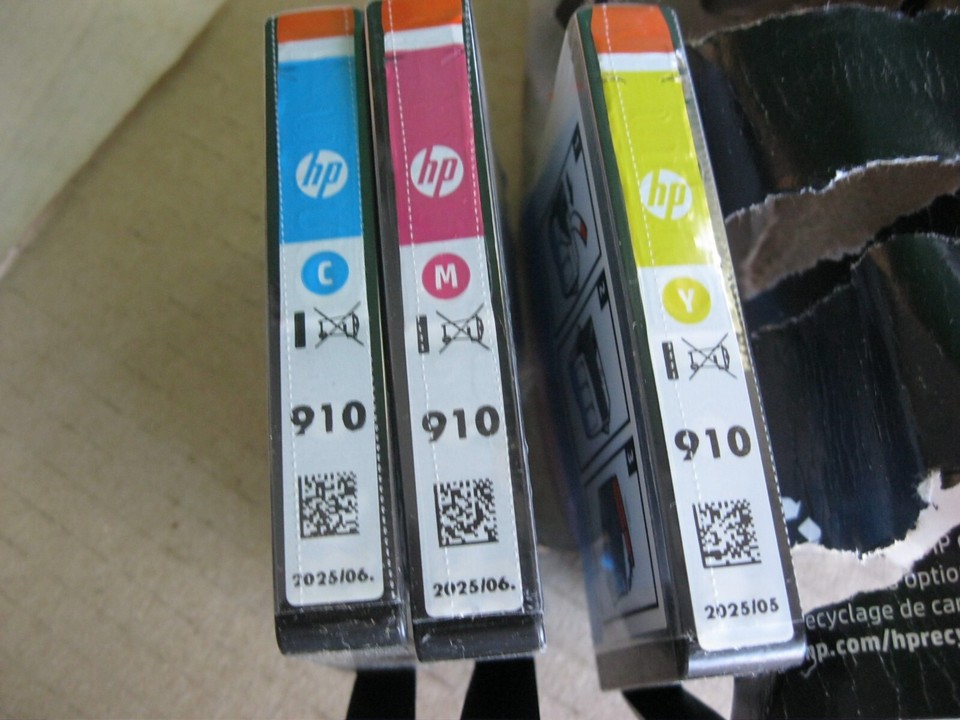 GENUINE HP 910 CMY COLOR INK CARTRIDGES OFFICEJET 6950 6958 6962 - MAY ...