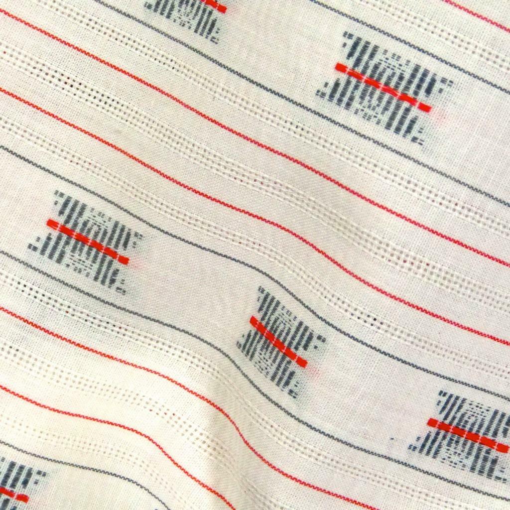 Vintage Embroidered Dimity Superb Quality Cotton Gray & Red on Ivory ...