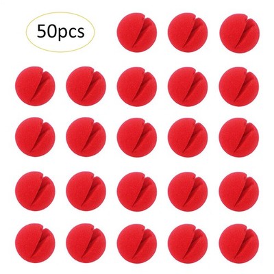 50X Red Foam Clown Nose - Red Nose Day Circus Costume Carnival Party ...