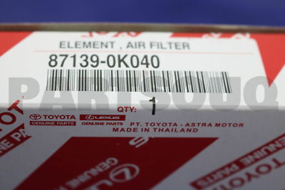 871390K040 Genuine Toyota ELEMENT, AIR REFINER 87139-0K040 | eBay