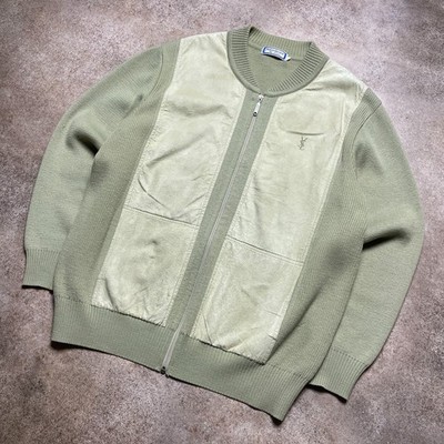 ⭐ Saint Laurent YSL Vintage 00s Old Money Suede-Cotton Zip Sweater ...