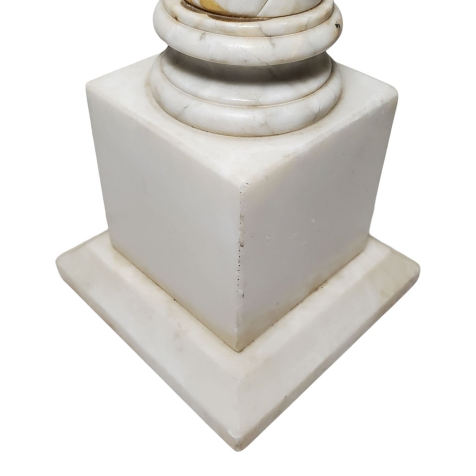 Mid Century Italian Marble Alabaster Table Lamp Tall Carved ...
