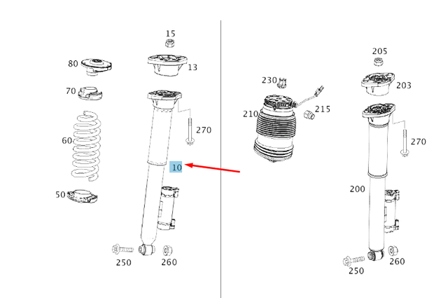MERCEDES-BENZ CLS C257 Rear Shock Absorber LHD A2133201530 GENUINE for ...