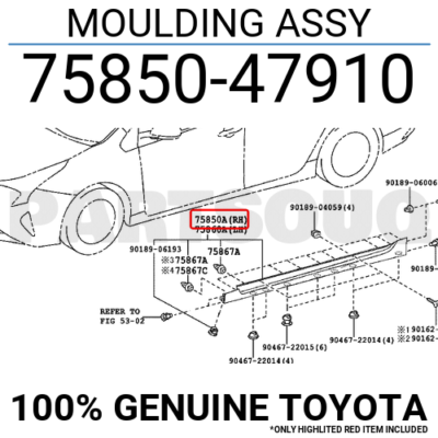7585047910 Genuine Toyota MOULDING ASSY 75850-47910 | eBay