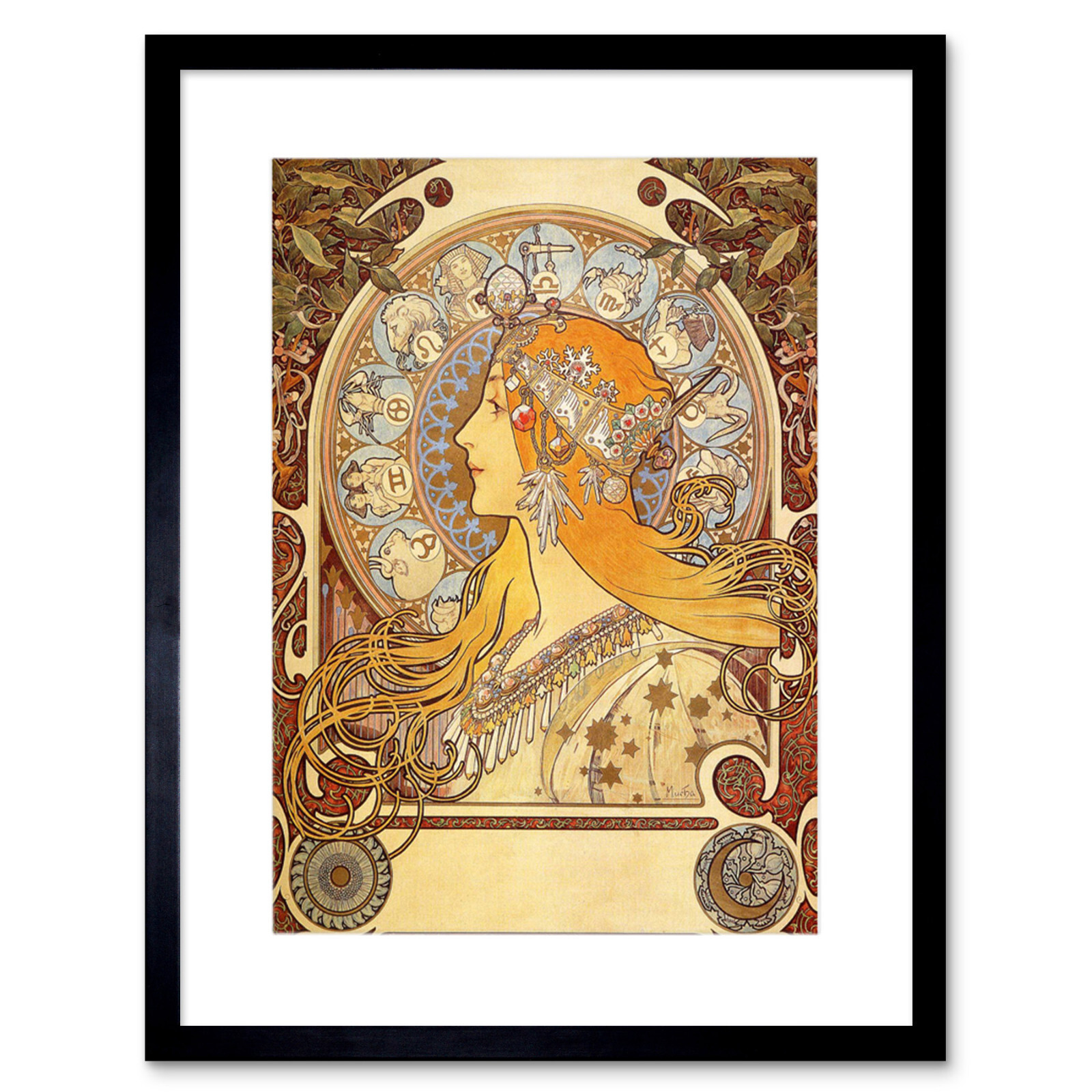 Alphonse Mucha Zodiac 1896 Old Master Picture Framed Wall Art Print | eBay