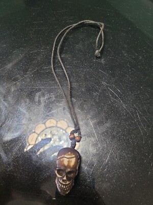 SUNSIN Skull Head Chief Wood Pendant Adjustable Cord Necklace Vintage ...