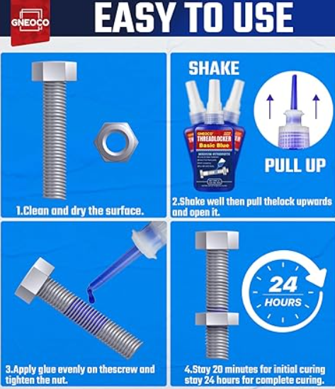 Threadlocker Blue, Thread Lock Medium Strength Lock Tight for Nuts ...