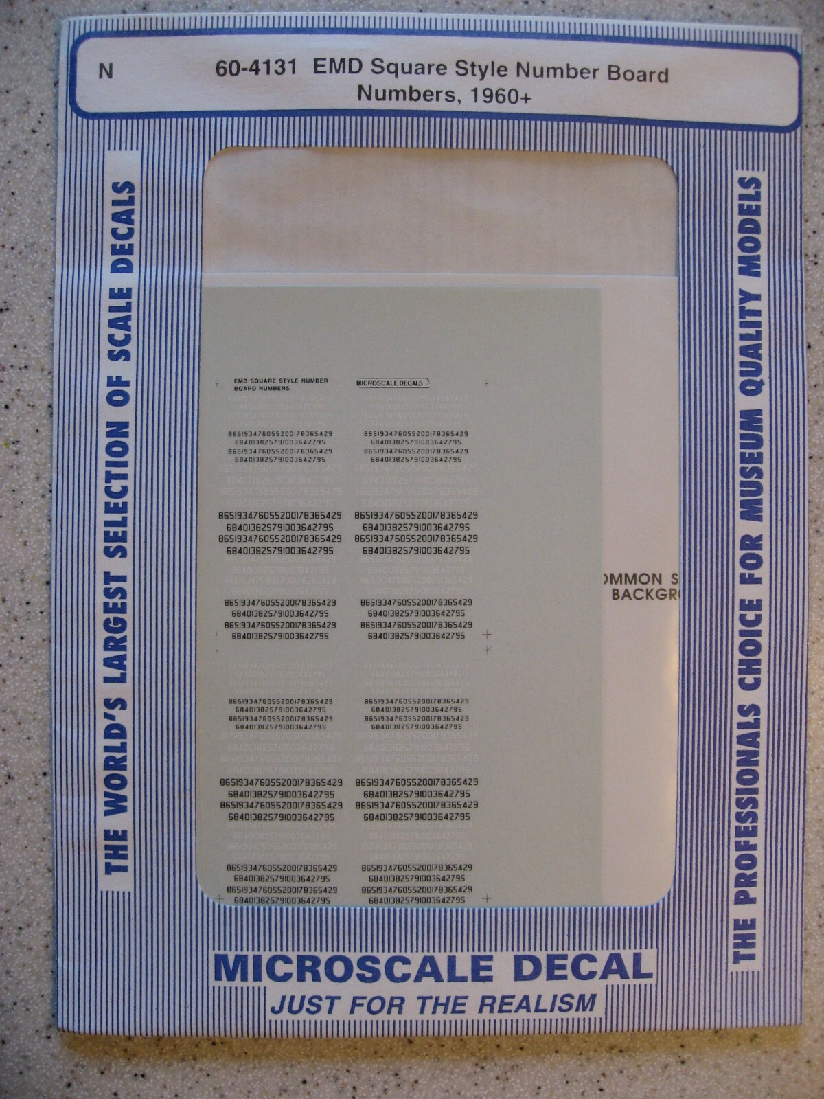 Microscale Decal N 60-4131 EMD Square Style Number Board Numbers, 1960 ...