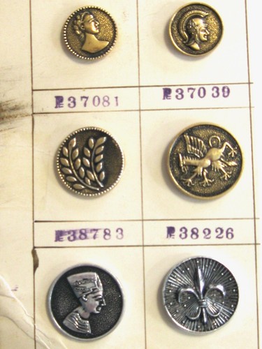 6 VINTAGE BUTTONS BUTTON LOT CARD STORE DISPLAY SAMPLE - GRIFFIN ...