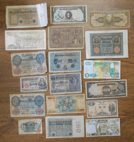 Vintage Group of 30 World Currency Notes Mixed Countries India Austria ...
