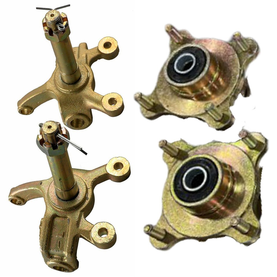 For Quad Go Kart ATV Front Steering Knuckle Spindle+Wheel Rim Hub and ...