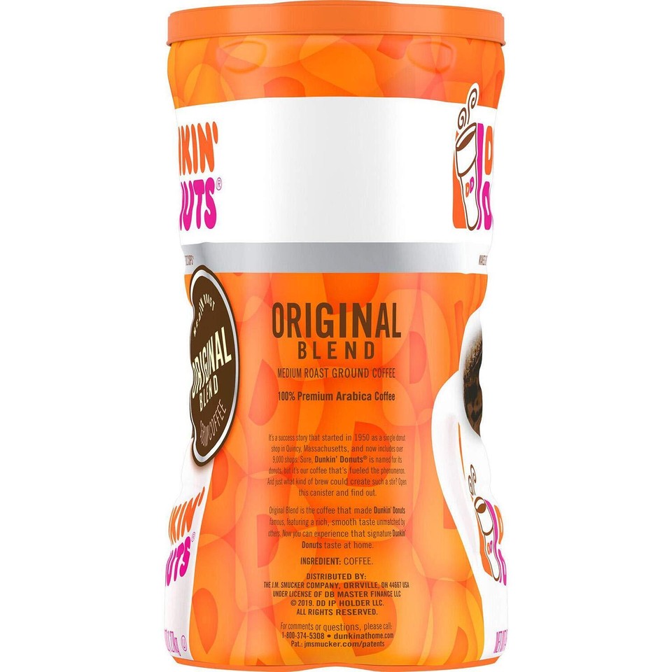 Dunkin' Donuts Original Ground Coffee, 45 oz (makes up to 150 6 FL oz ...