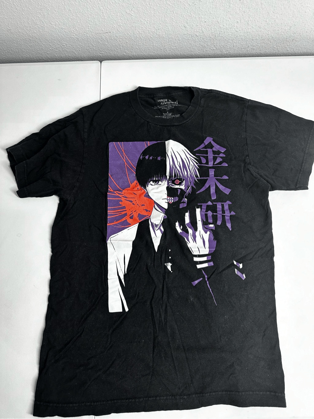 Tokyo Ghoul KEN KANEKI SPLIT FACE Anime T-Shirt Black… - Gem