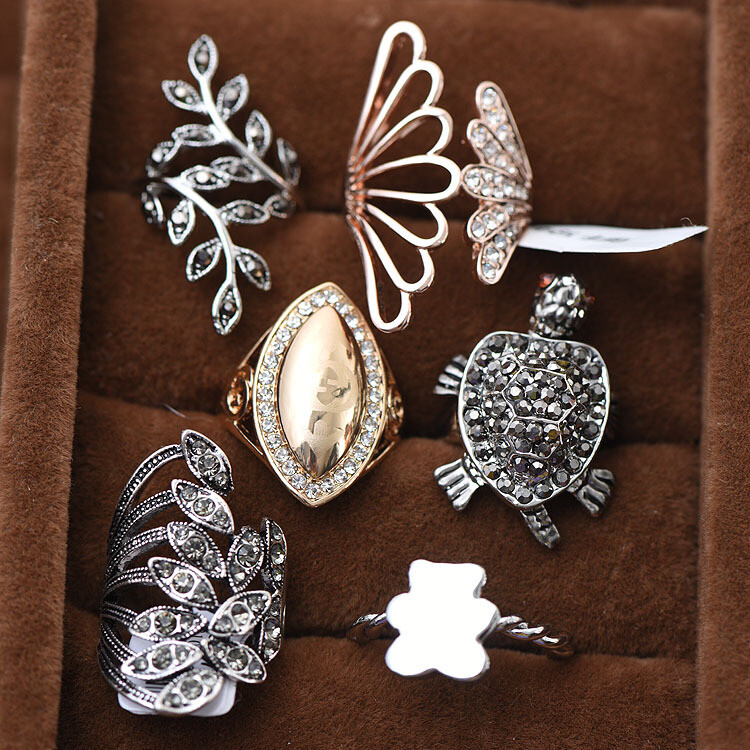 Wholesale 5-100pcs Rings Mixed Rings Bulk Finger Gemstones Crystal ...