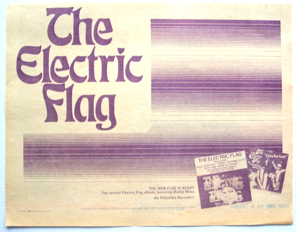 THE ELECTRIC FLAG 1968 vintage ADVERT LONG TIME COMIN' Columbia MIKE ...