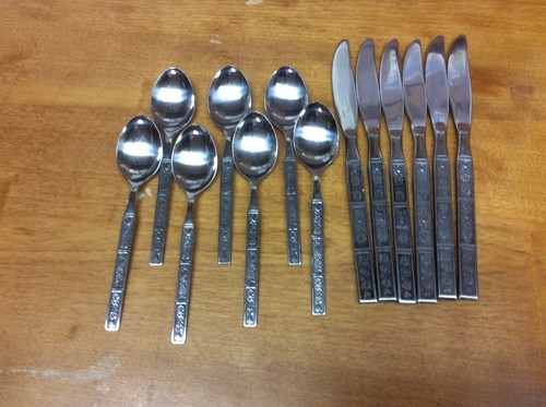 Northland Spring Fever stainless flatware Oneida 6 dinner knives, 7 ...