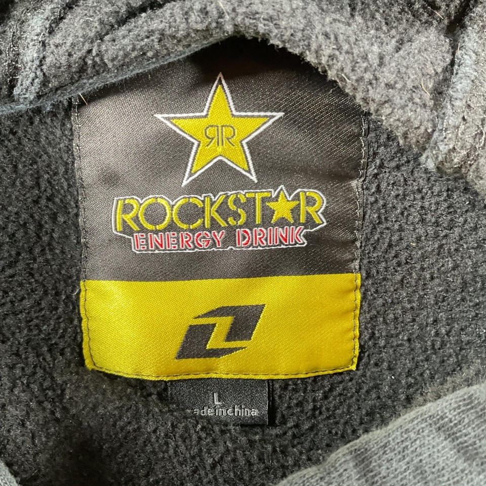 Rockstar Energy Drink Hoodie Black Yellow Logo Graphic Pullover Size L ...