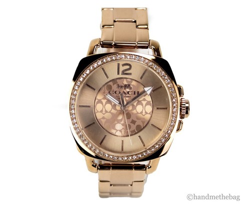 Coach (14503142) Boyfriend Crystal Bezel Logo Dial Rose Gold Toned ...