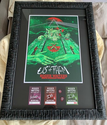 ROGER WATERS 2017 TOUR POSTER LITHOGRAPH BACKSTAGE PASS GUITAR PICK ...