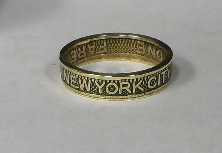New York City Transit Authority subway transit token COIN RING SIZE 4 ...
