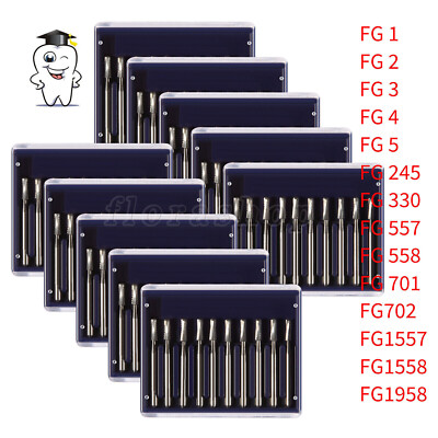 10Pcs Dental Bur Tungsten Carbide Crown Metal Cutter Friction Grip FG ...