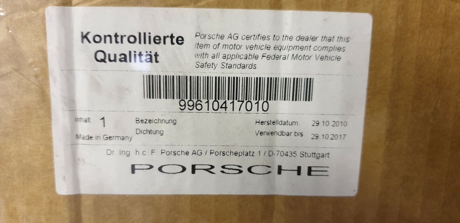 Genuine Porsche 987 Boxster Cayman Head Gasket 99610417010 | eBay UK